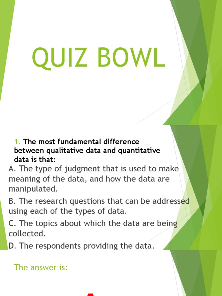 QUIZ BOWL Review PR II | PDF | Sampling (Statistics) | Quantitative Research
