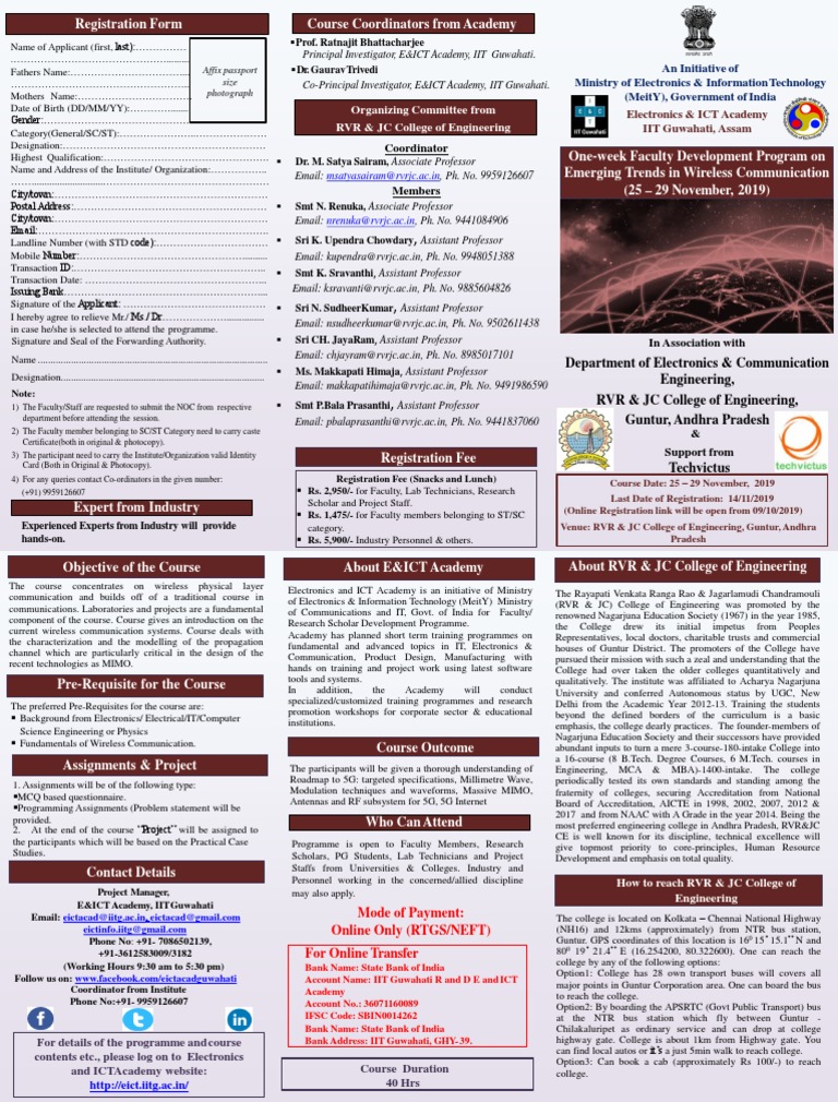 Iitg RVRJC Ece FDP Brochure | PDF | College | Engineering