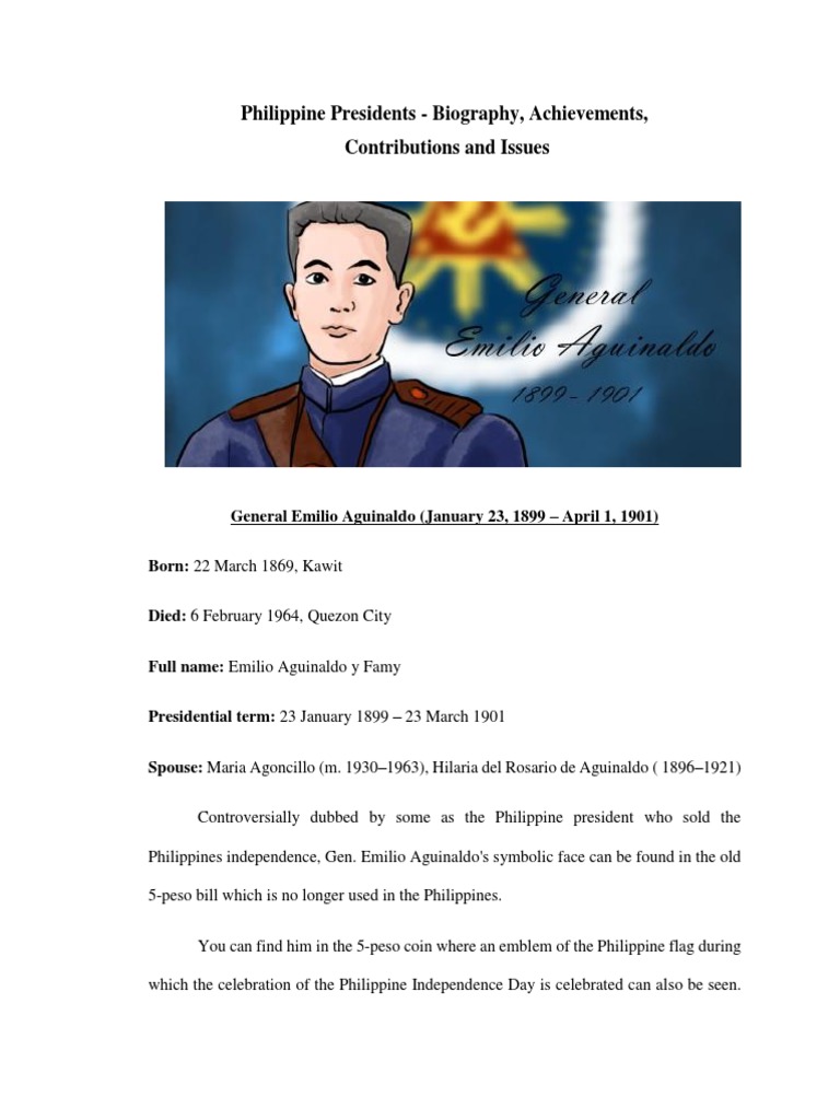 Emilio Aguinaldo: First President of the Philippine Republic and His ...