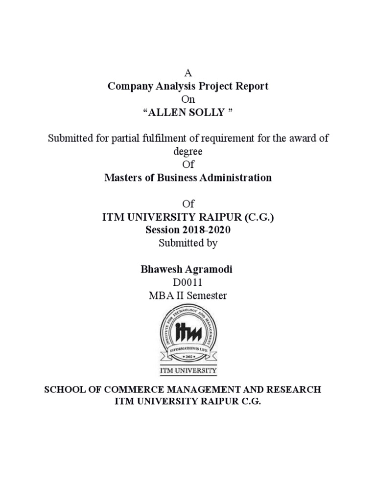Company Analysis of Allen Solly | PDF | Retail | Consumer Behaviour