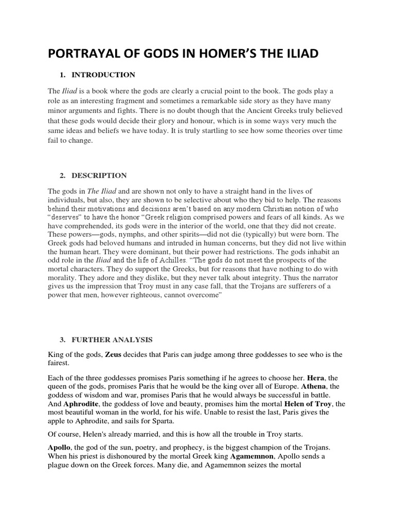 Portrayal of God in Homer's The Iliad | PDF | Paris (Mythology) | Iliad