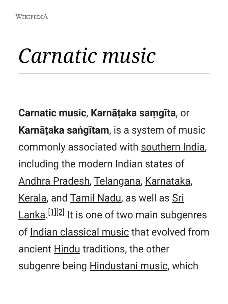 Overview of Carnatic Music | PDF | Classical And Art Music Traditions ...