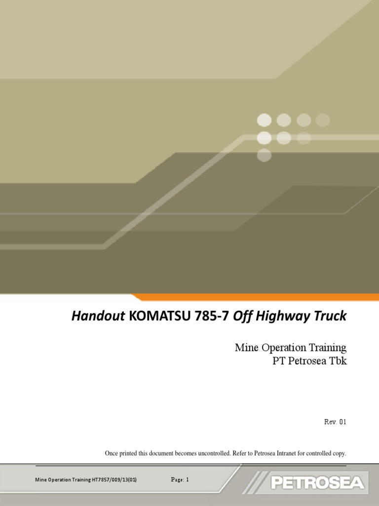 Handout OHT KOMATSU 785-7 PDF | PDF