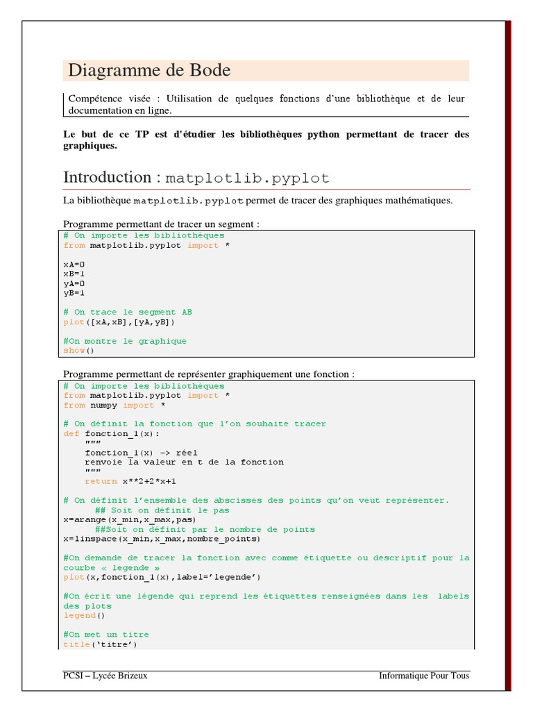 TP Diagramme de Bode | PDF | Filtre (électronique) | Logarithme