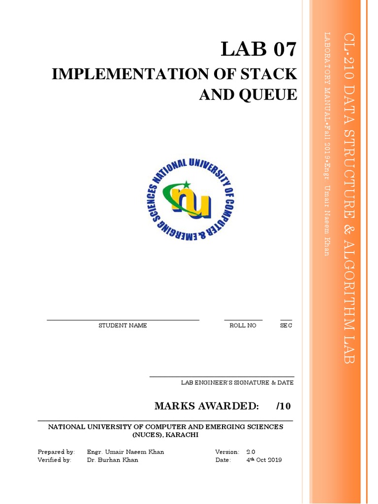 Dsa Lab 07 | PDF | Queue (Abstract Data Type) | Data Management Dsa Lab 07 | PDF | Queue (Abstract Data Type) | Data Management