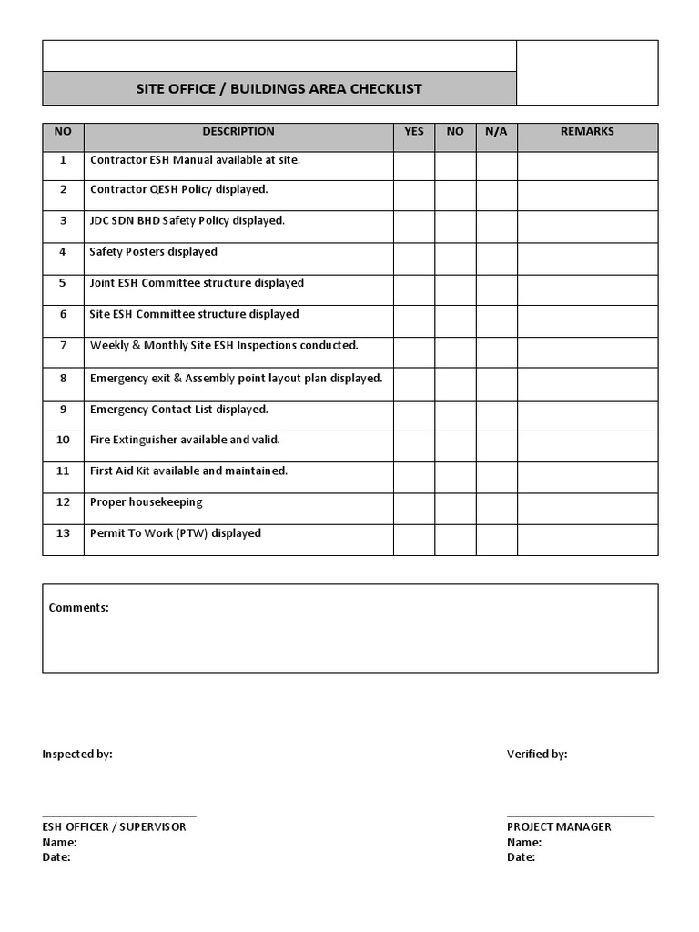 14 Site Office Checklist | PDF