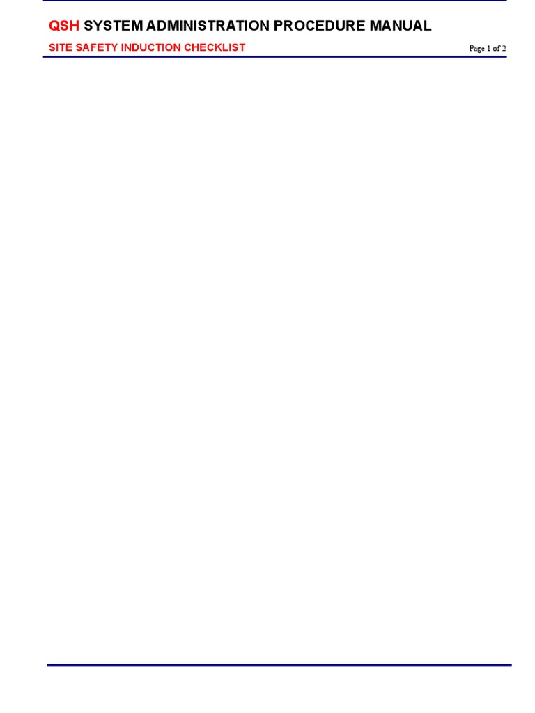 014 - Site Safety & Health Induction Checklist | PDF | Personal ...