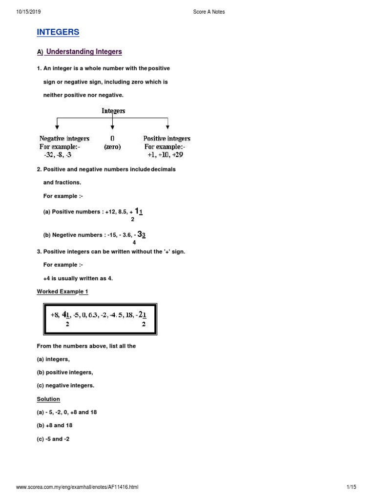 (Teaching) Form 1 Maths Notes | PDF | Numbers | Subtraction