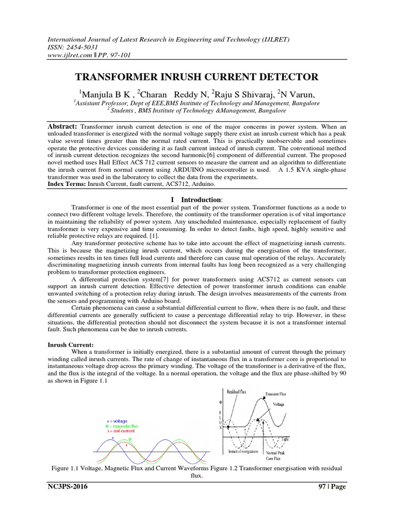 Transformer Inrush Current Detector | PDF | Transformer | Inductance