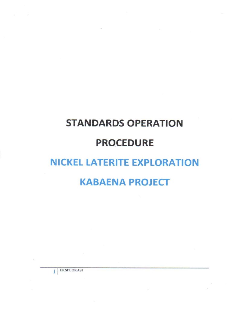 SOP Nickel Laterite Exploration PDF | PDF