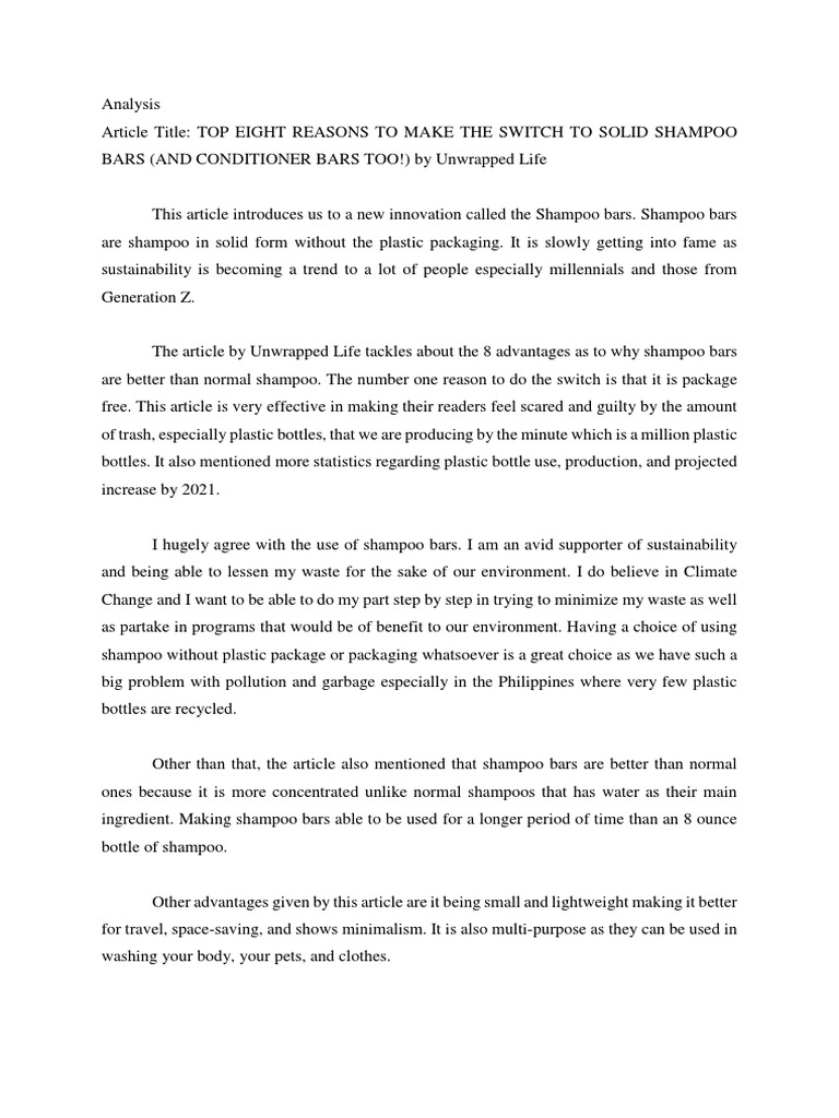 Shampoo Bar Analysis | PDF | Shampoo | Environmental Issues