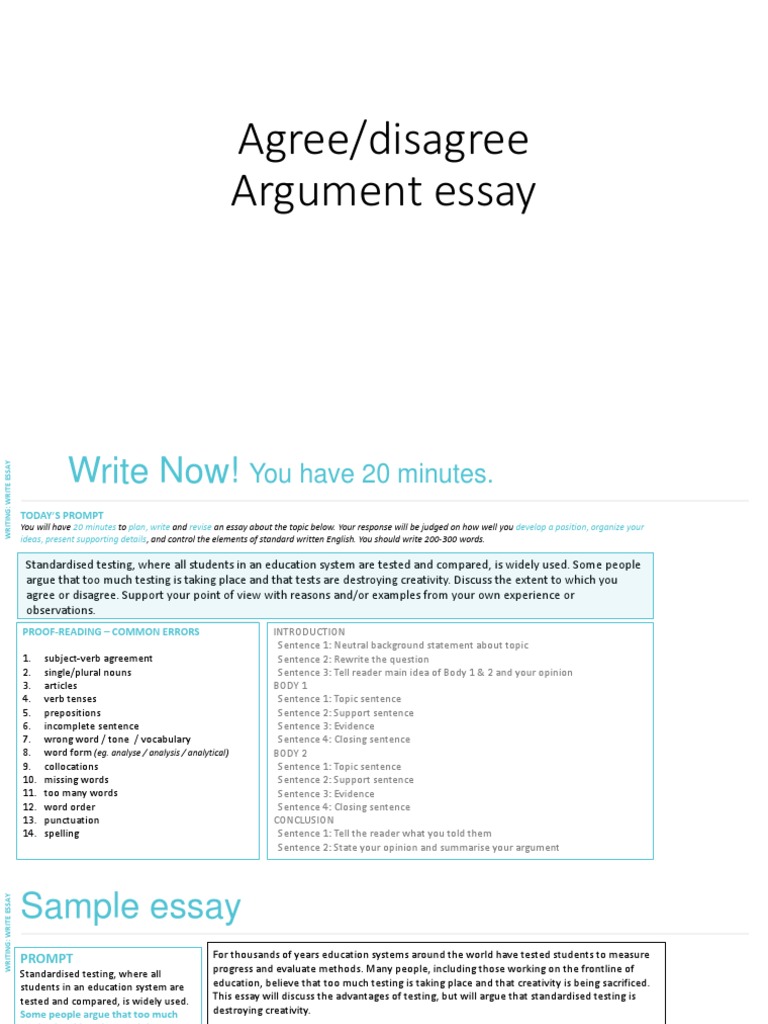 Agree - Disagree Argument Essay PTE | Download Free PDF | Standardized ...