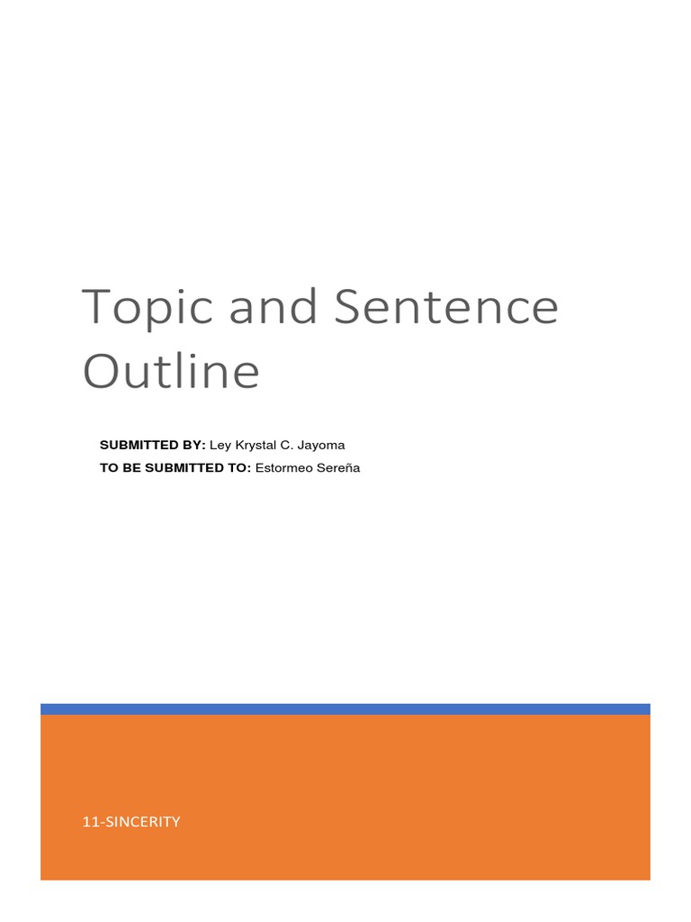 Topic Sentence Outline | PDF | Sentence (Linguistics) | Written ...