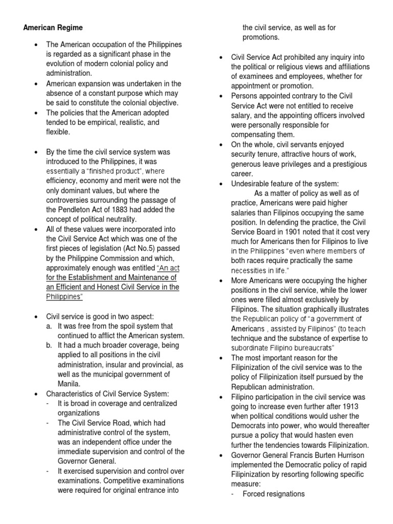 American Regime | PDF | Civil Service | Philippines