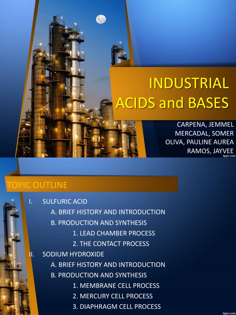 Industrial Acids and Bases | PDF | Sodium Hydroxide | Sulfuric Acid