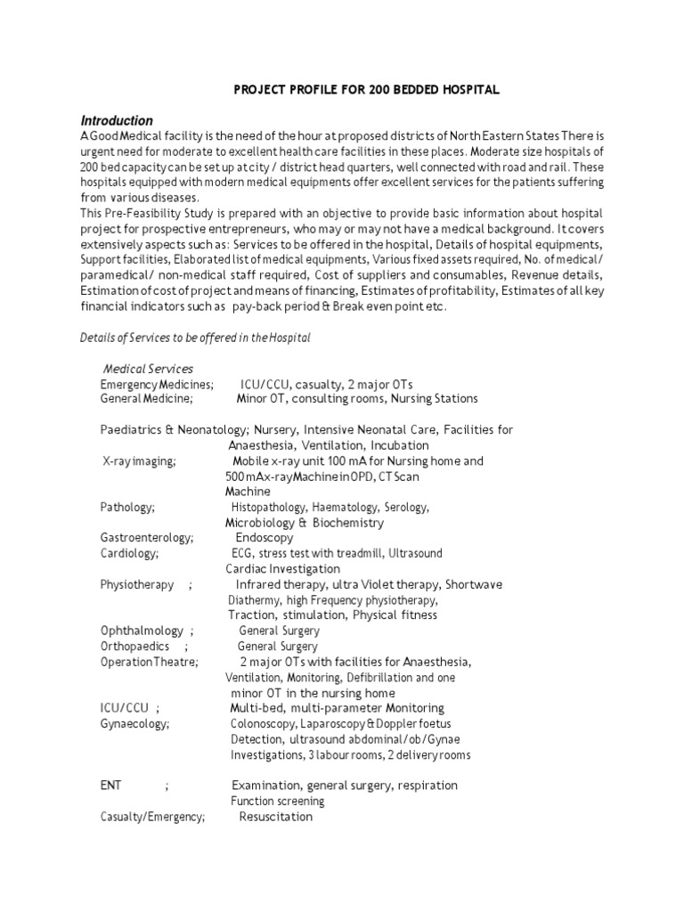 200 Bed Hospital Project Report | PDF | Intensive Care Unit | Hospital