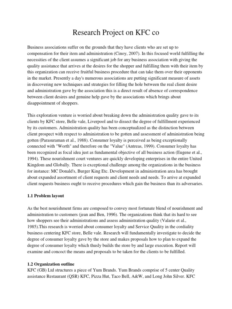 Research Project On KFC Co | PDF | Quantitative Research | Survey ...