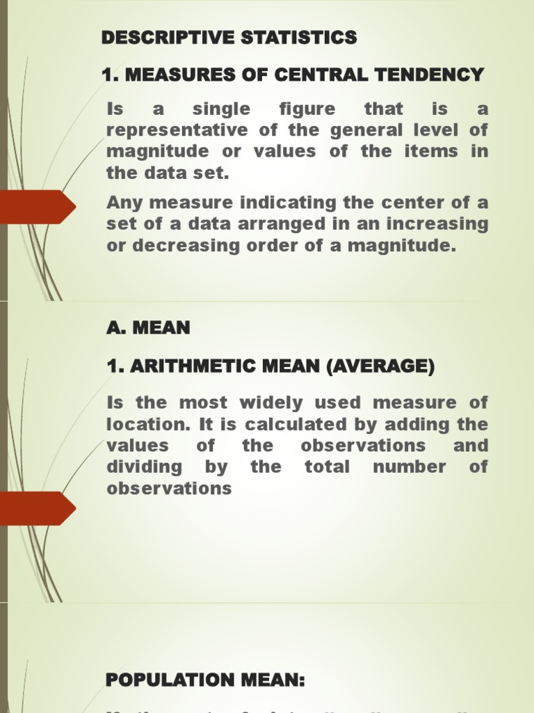 Descriptive Statistics | Download Free PDF | Arithmetic Mean ...