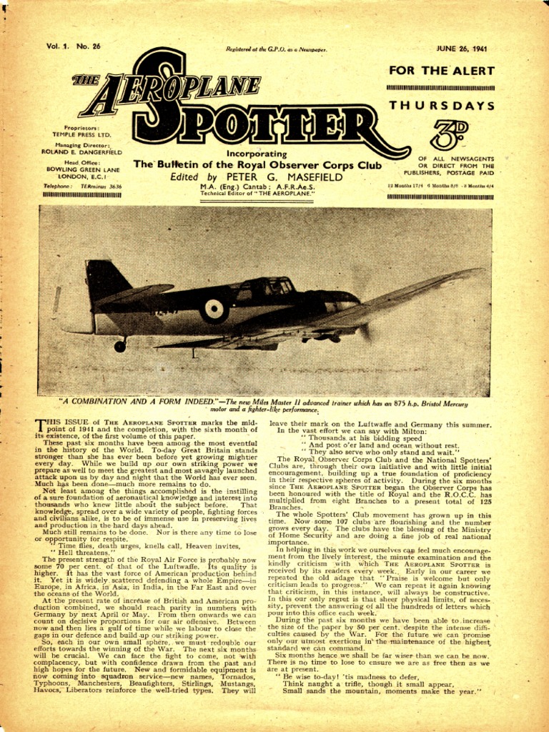 The Aeroplane Spotter 1941 | PDF
