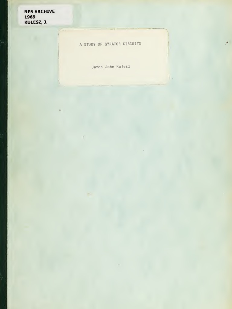 A Study of Gyrator Circuits PDF | PDF | Electrical Network | Analog ...
