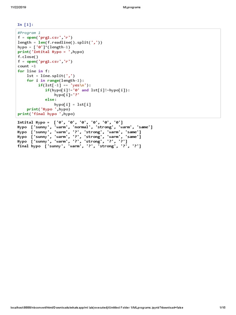 ML Programs 1 | PDF | Applied Mathematics | Statistics