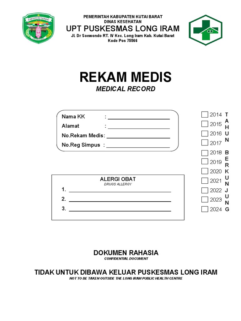 Cover Rekam Medis PKM Long Iram | PDF