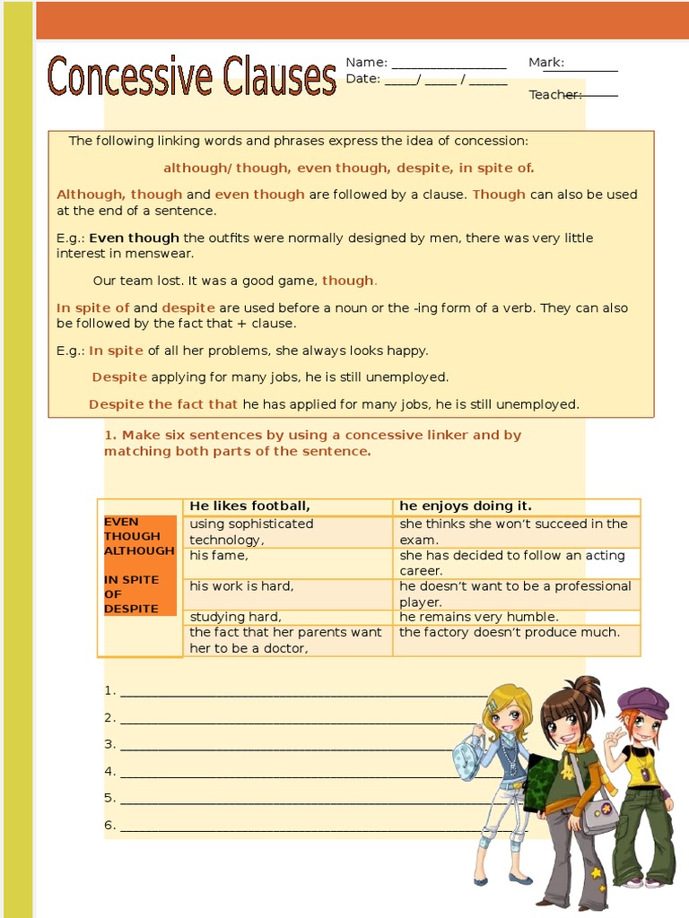 10 Ano Ingles Concessive Clauses | PDF | Clause | Sentence (Linguistics)