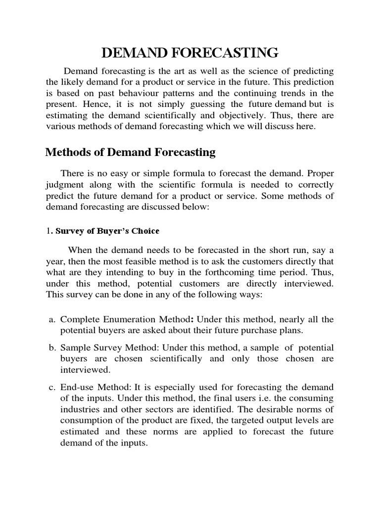 Demand Forecasting | PDF | Forecasting | Demand