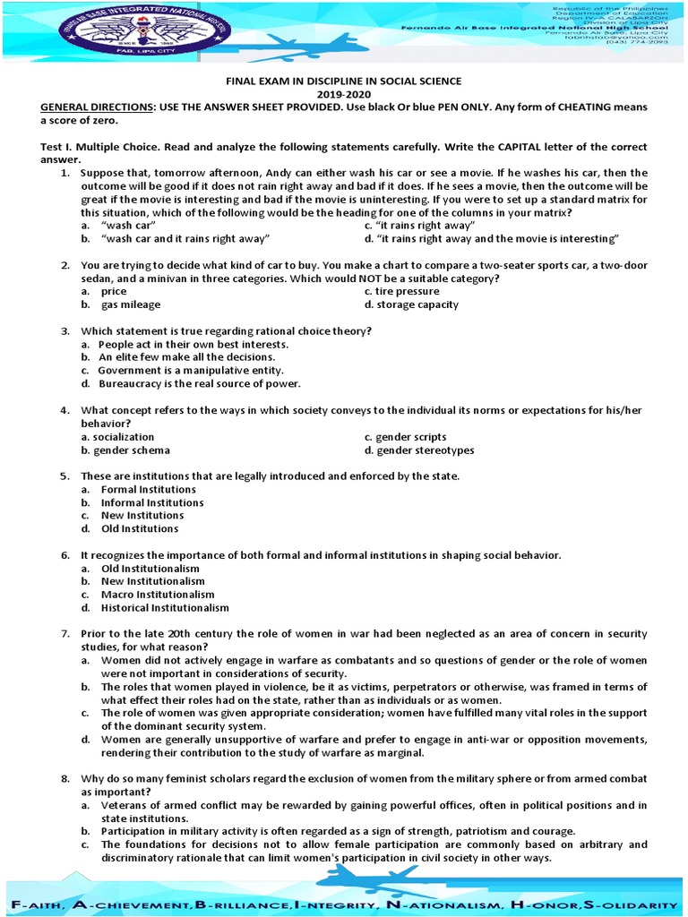 Final Exam in Diss 2019 2020 | PDF | Hermeneutics | Gender