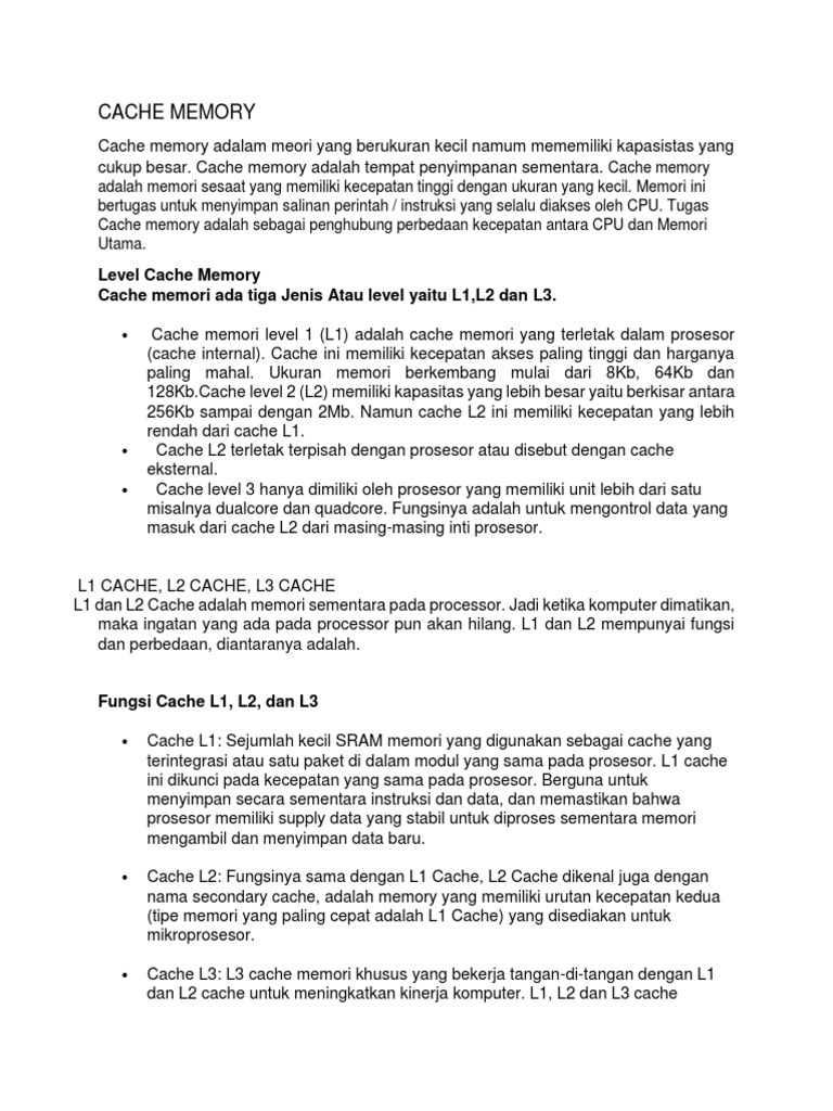 Cache Memory | PDF