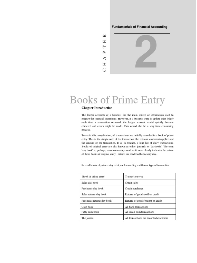 Books of Prime Entry | PDF | Bookkeeping | Debits And Credits