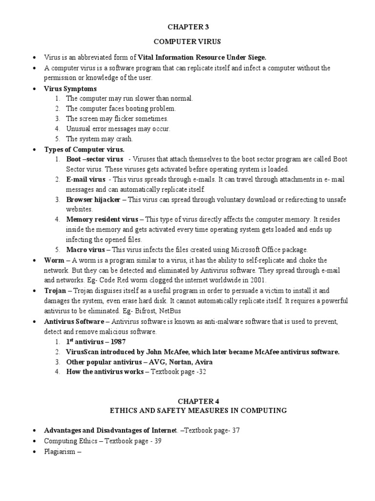 Notes | PDF | Computer Virus | Antivirus Software