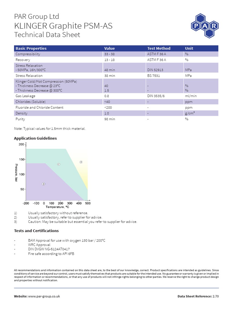 Klinger Graphite PSM-AS Datasheet | PDF | Materials | Chemistry