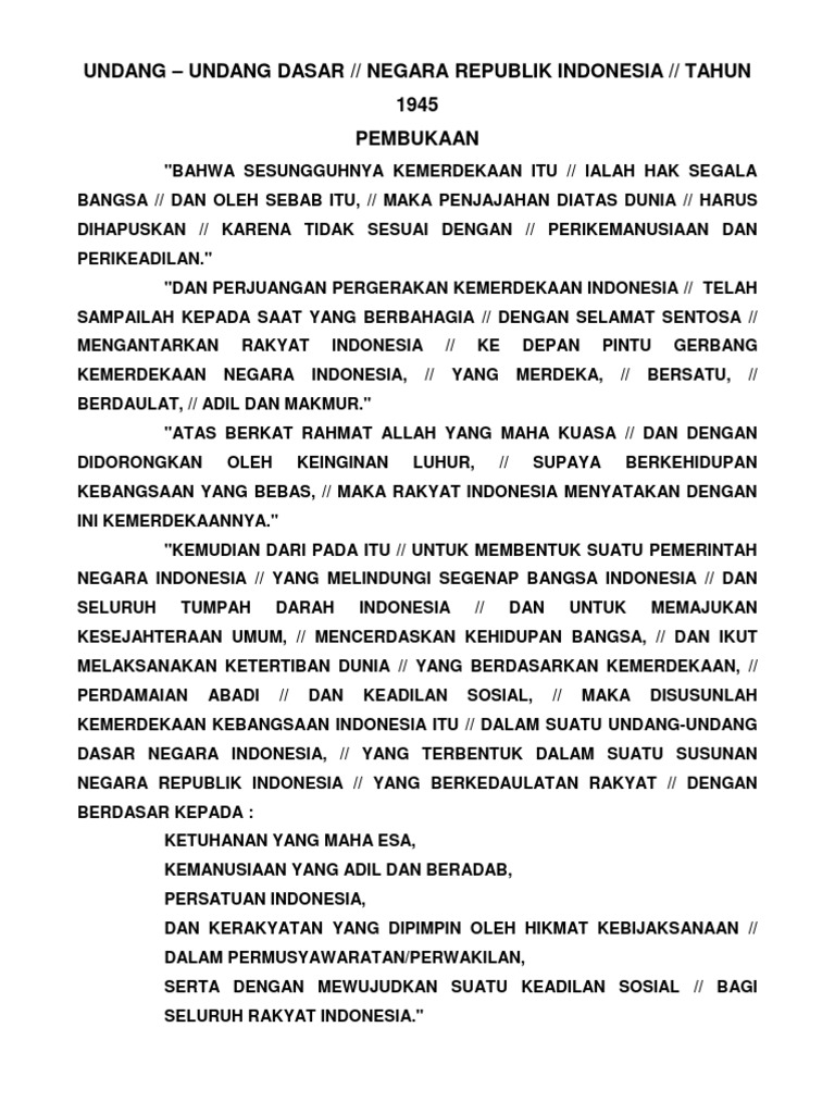 1 Teks Pembukaan Uud 1945 | PDF