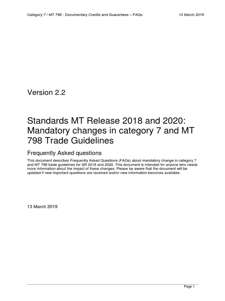 Cat7-Mt798 Faqs 2019 | Download Free PDF | Letter Of Credit | Guarantee