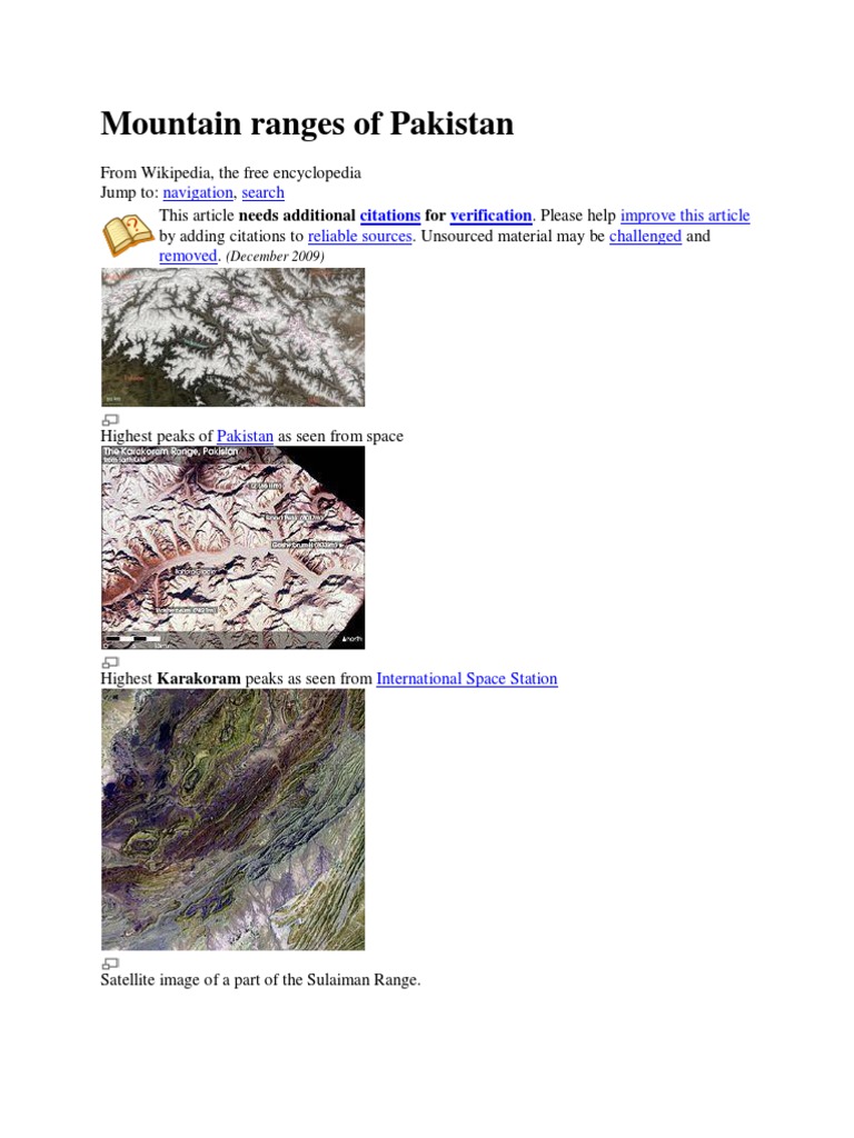 Mountain Ranges in Pakistan | PDF | Mountains | Physical Geography