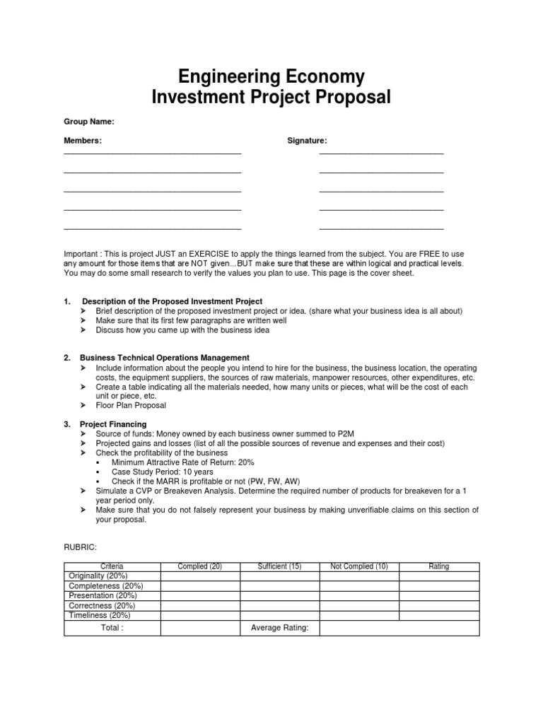 Investment Project Proposal | Download Free PDF | Cost | Investing