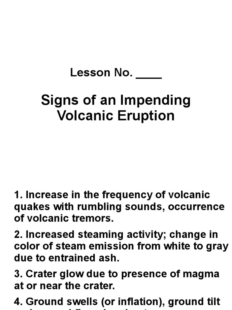 Signs of Impending Volcanic Eruption Grade 9.odp | PDF | Volcanic Ash | Volcano