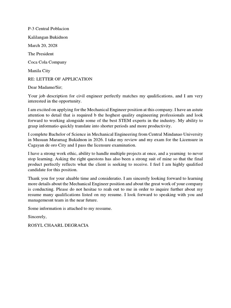 Application Letter | PDF | Engineer | Vocational Education