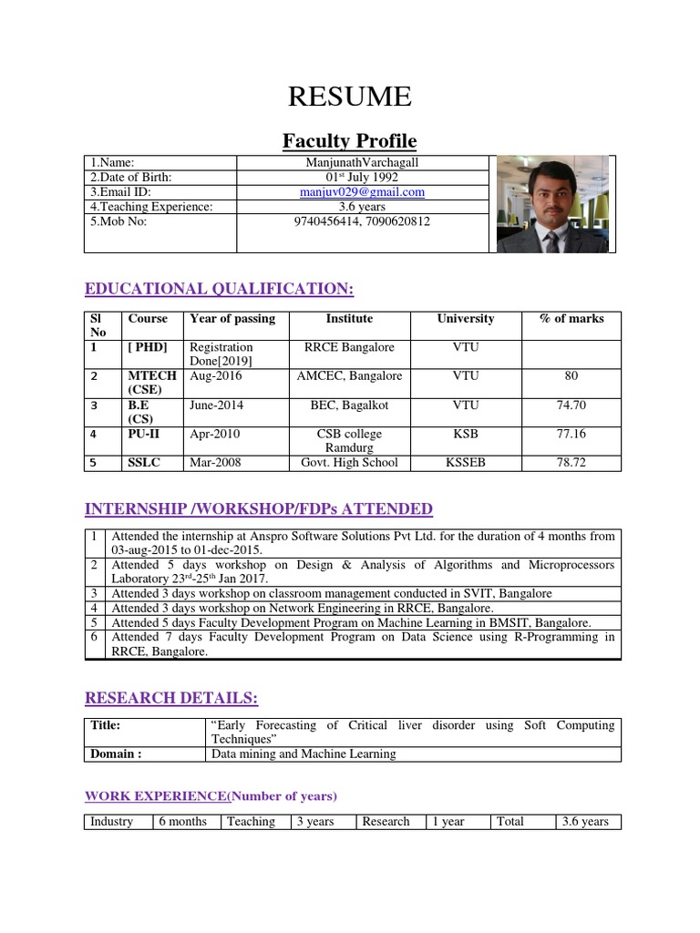 Manjunath Varchagall Resume | PDF | Big Data | Computer Science