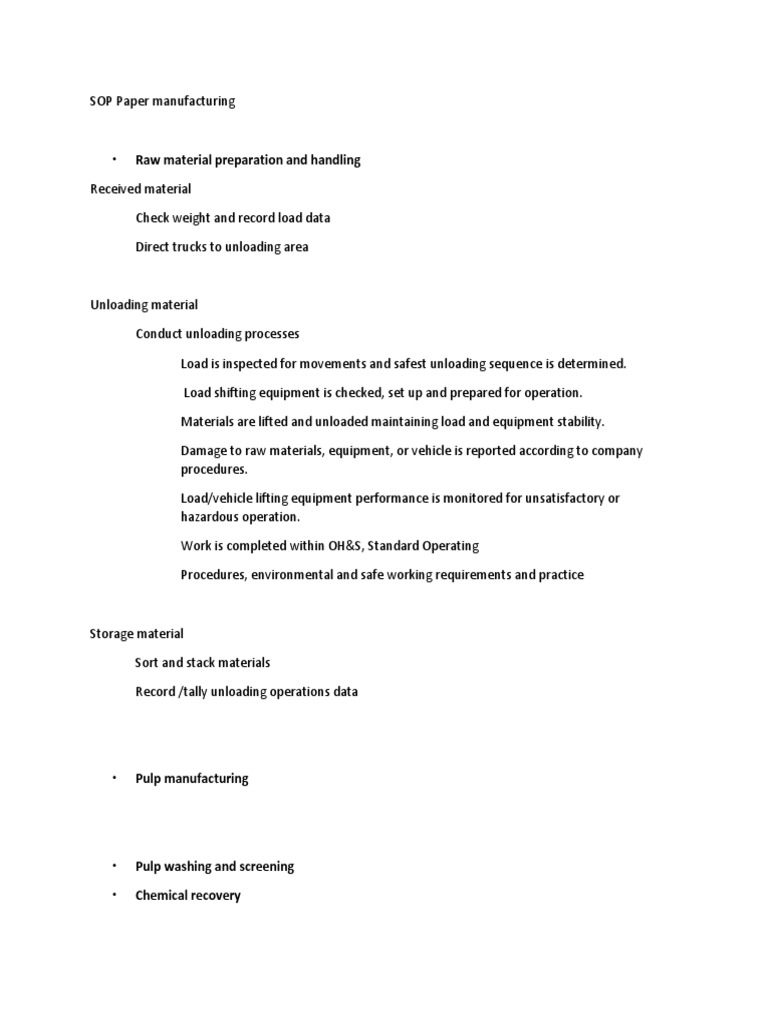SOP Paper Manufacturing | PDF