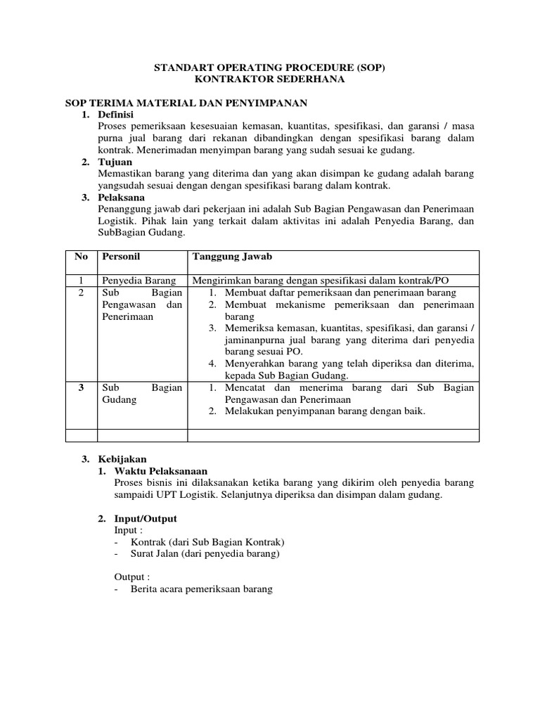 SOP Teknis Lapangan | PDF