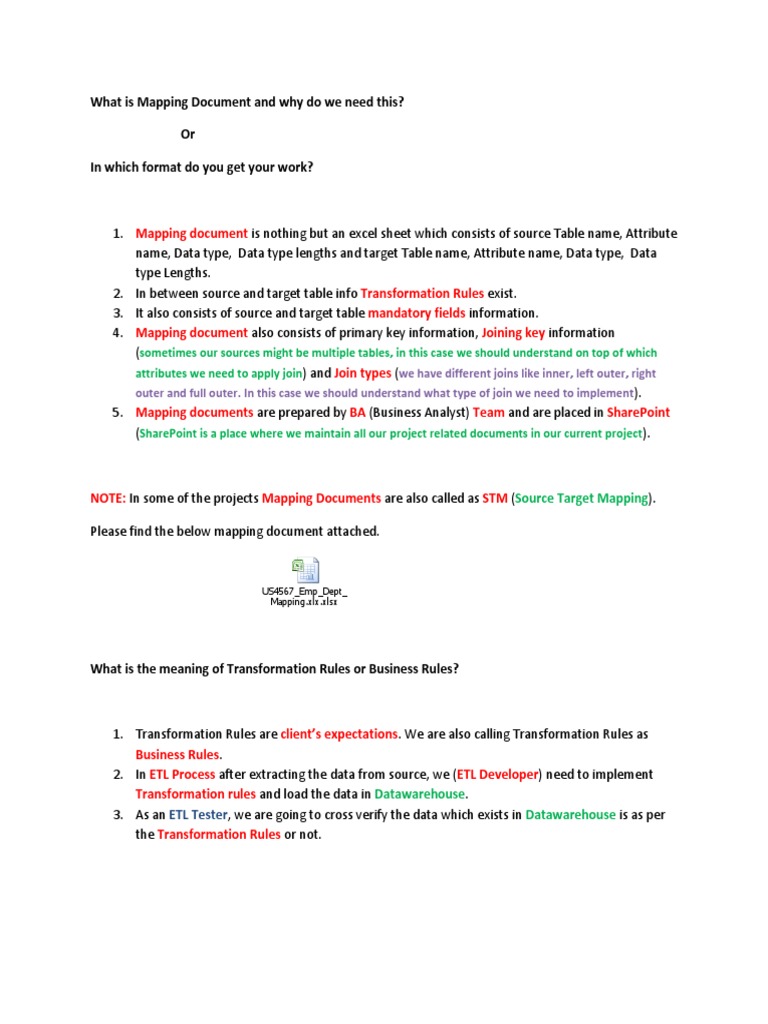 What Is Mapping Document and Why Do We Need This | PDF | Areas Of ...