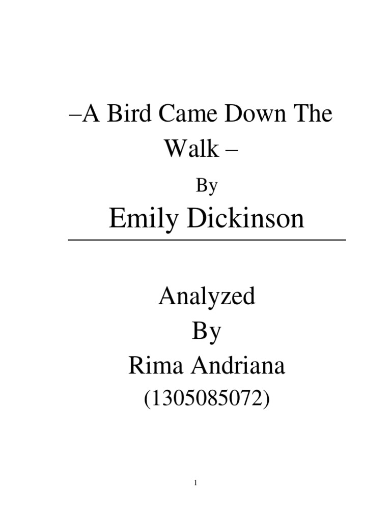 Rima Andriana - Analysis A Bird Came The Walk | PDF | Emily Dickinson ...
