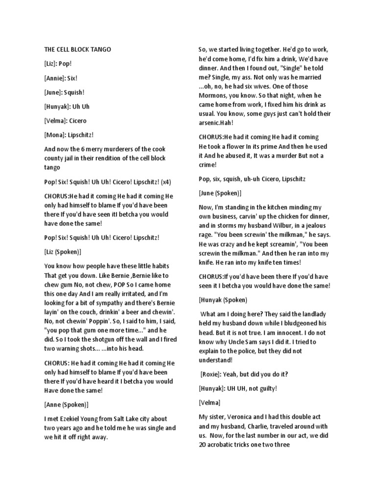 Cell Block Tango | PDF