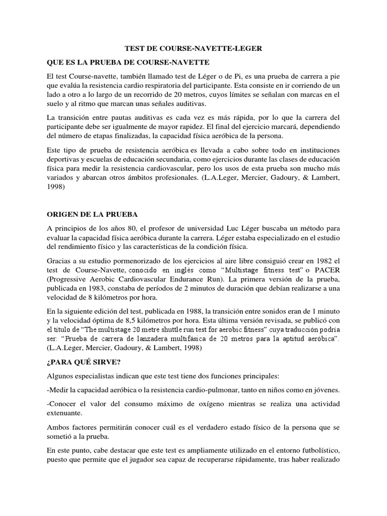 Test de Course-Navette | PDF | Naturaleza