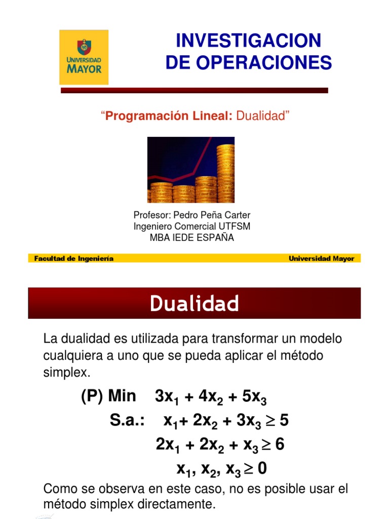 Programación Lineal - 5. - Dualidad | PDF | Optimización Matemática | Álgebra lineal