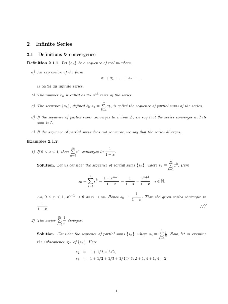 Infinite series definitions and convergence tests | PDF | Series ...