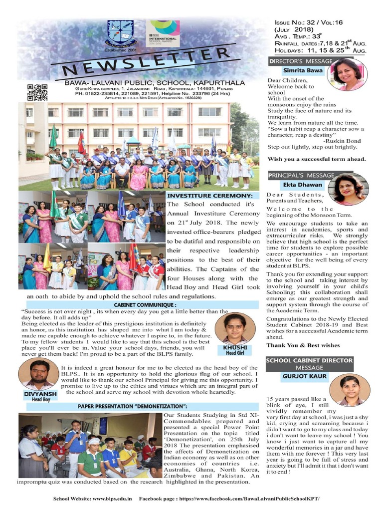 School Newsletter Sample | PDF