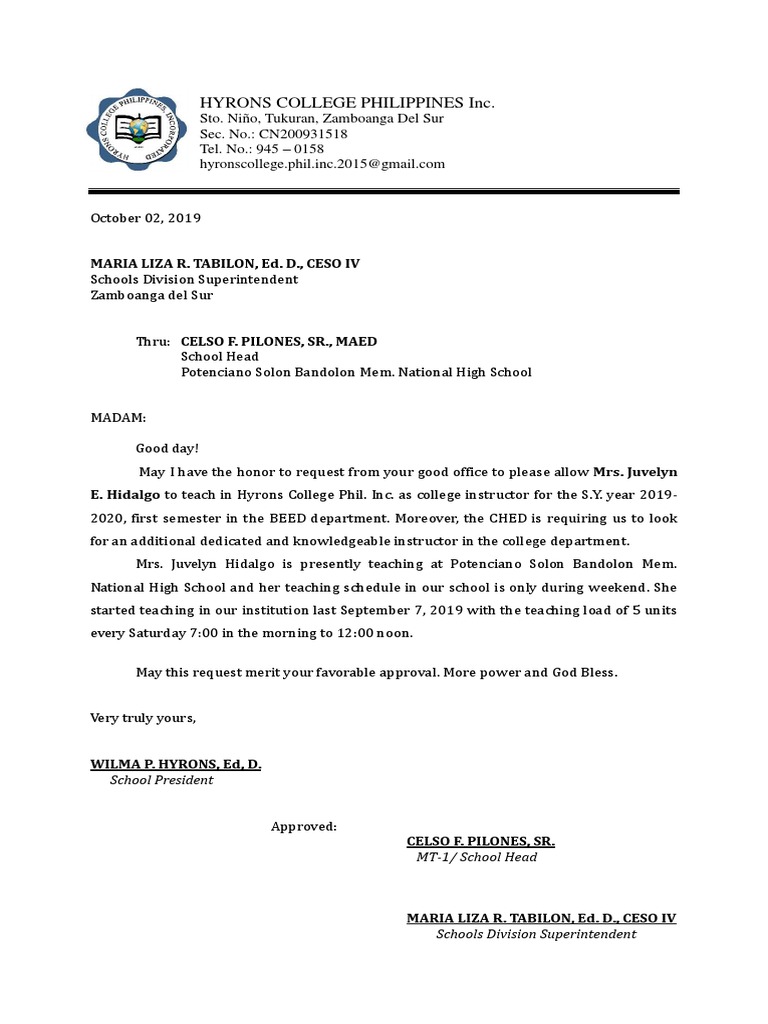 Letter Permit To Teach | PDF